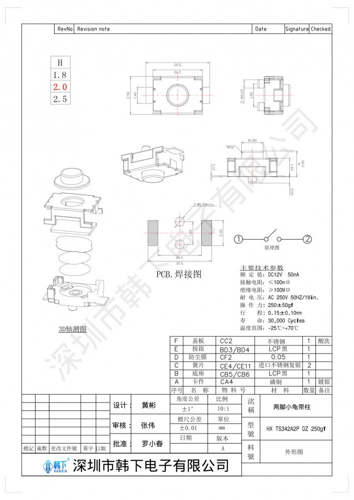 HX TS342A2P DZ 250gf specification page 1