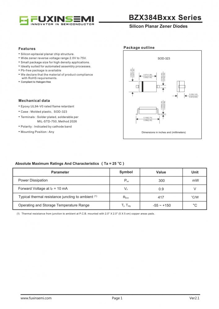 BZX384B5V6 datasheet page 1