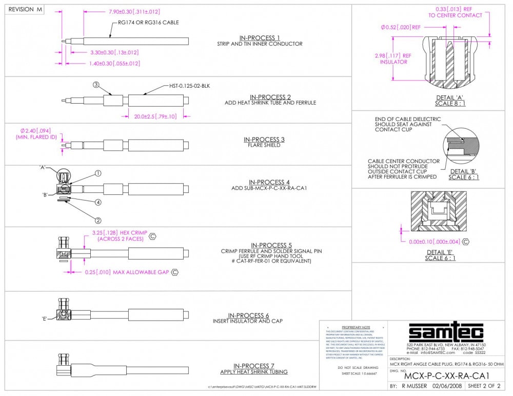 Samtec MCX-P-C-H-RA-CA1 engineering drawing page 2