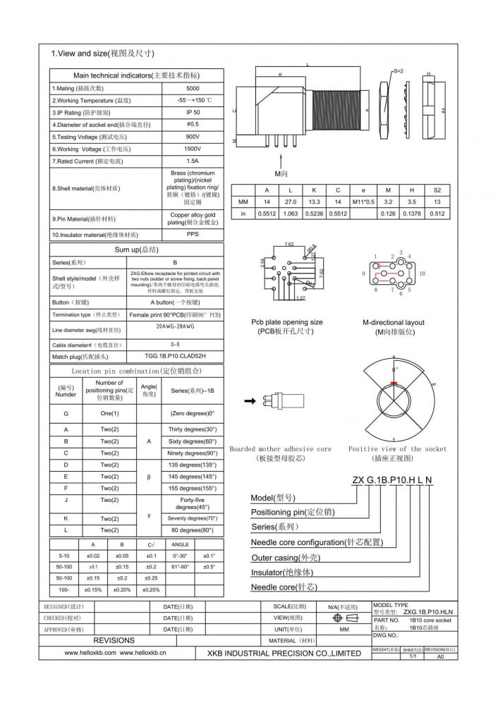 ZXG.1B.P10.HLN technical drawing and specifications
