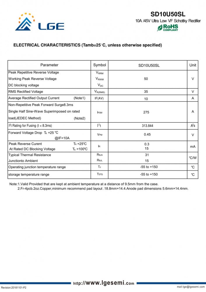 SD10U50SL datasheet page 2