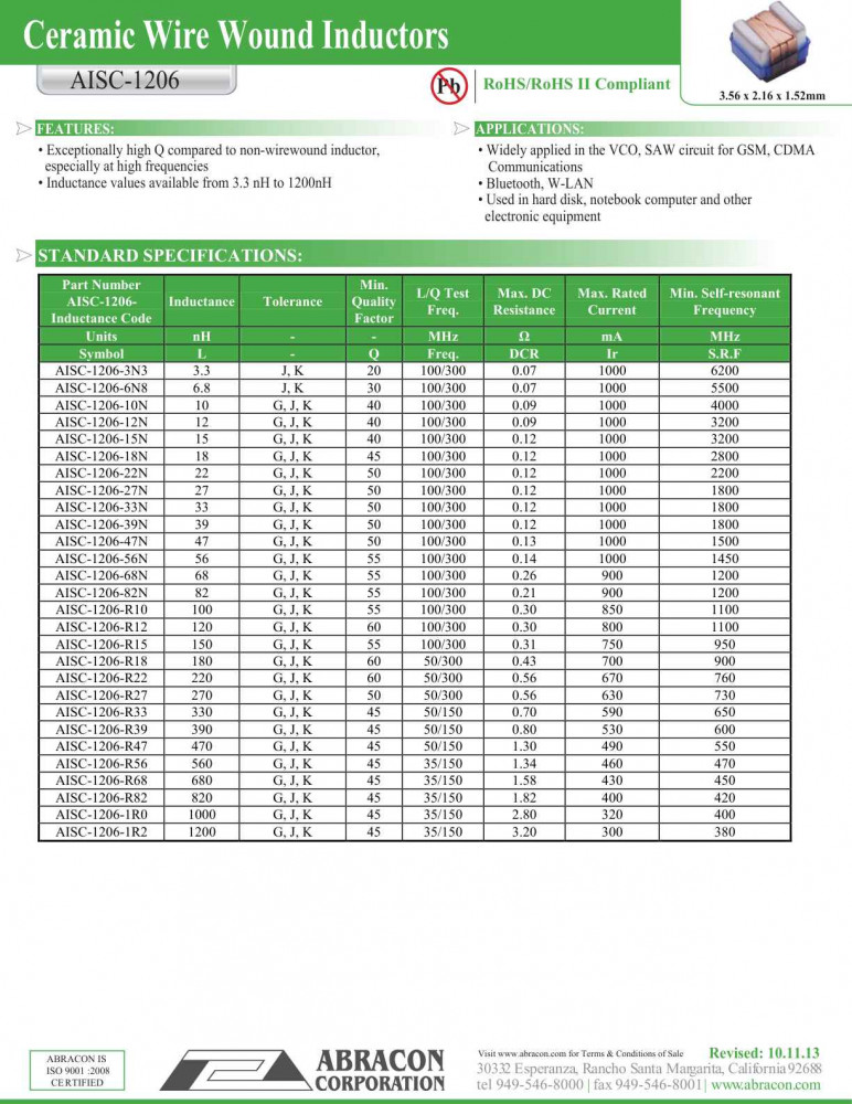 AISC-1206 datasheet page 1
