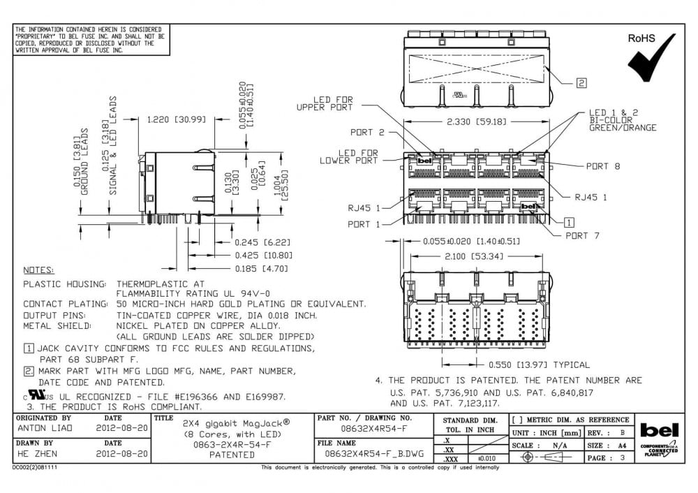 Bel Fuse 0863-2X4R-54-F drawing page 2