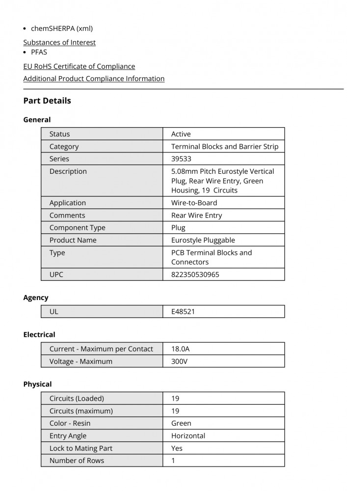 ESE Eurostyle terminal blocks specification, page 2