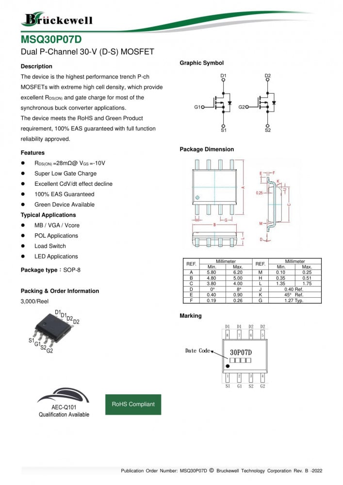 MSQ30P07D datasheet page 1