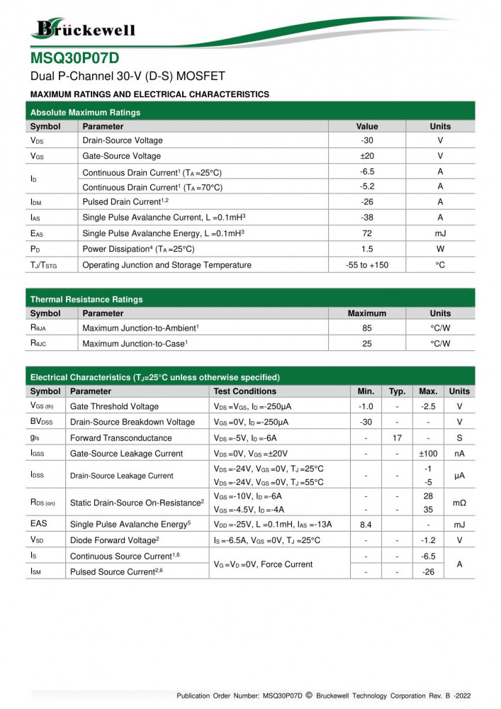 MSQ30P07D datasheet page 2