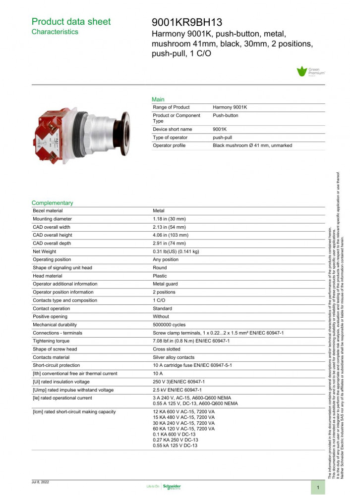 9001KR9BH13 technical document page 1