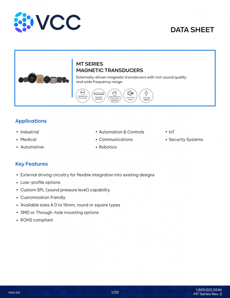 VCC MT Series technical document page 1
