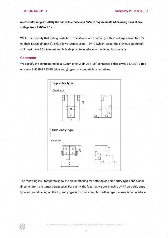 Raspberry Pi 3-pin debug connector specification image 3