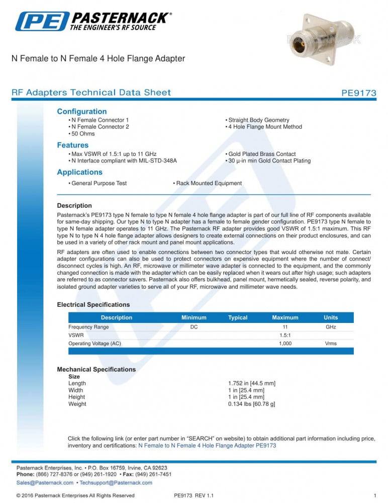 PE9173 technical document page 1