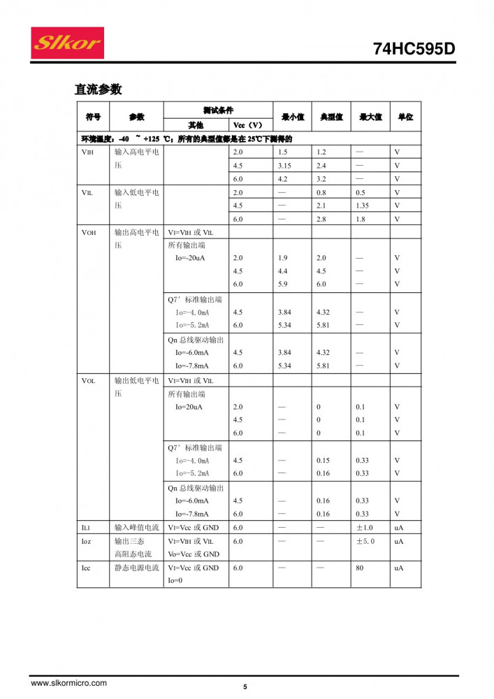 74HC595D datasheet page 5