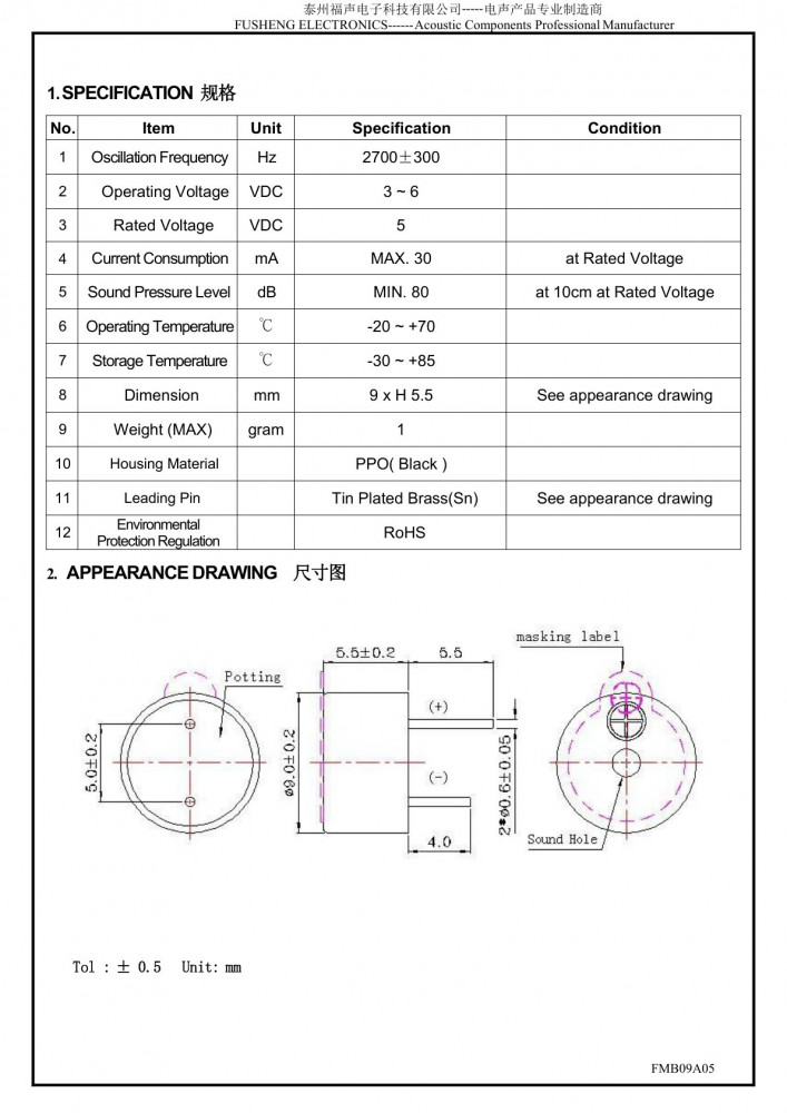 FMB09A05-5V specification page 2
