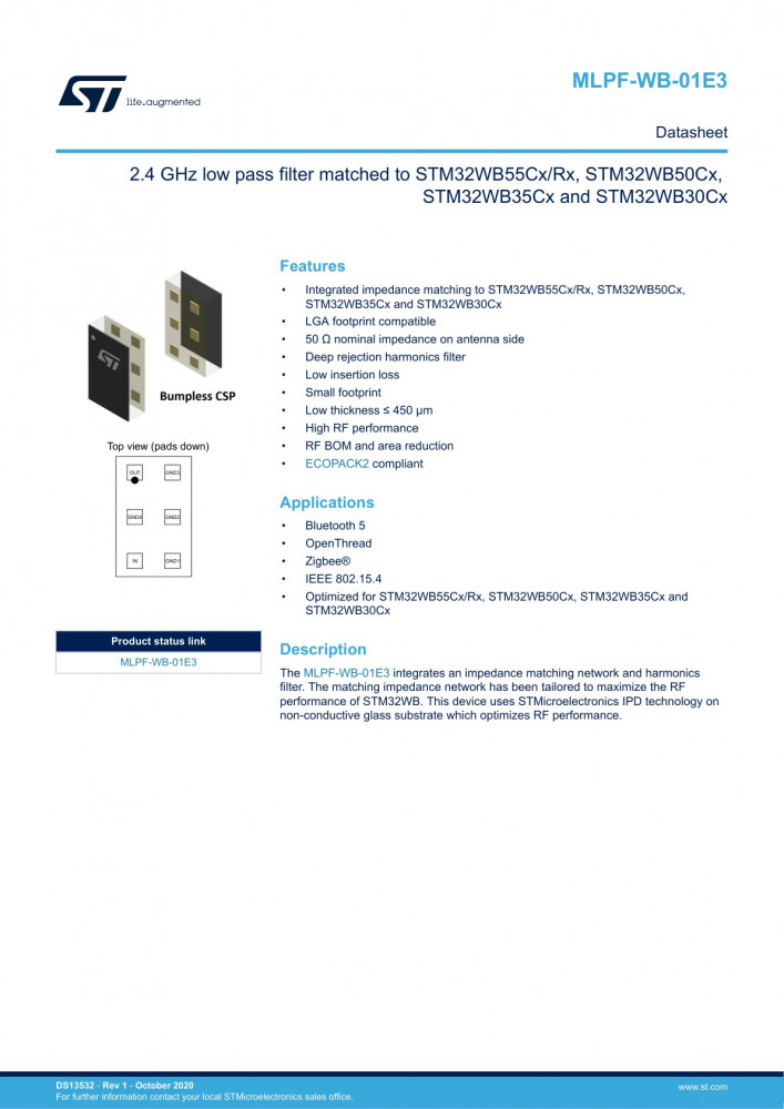 MLPF-WB-01E3 datasheet page 1