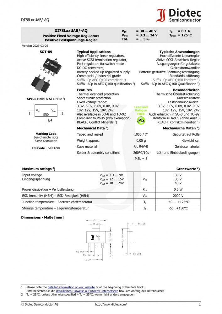DIOTEC datasheet page 1