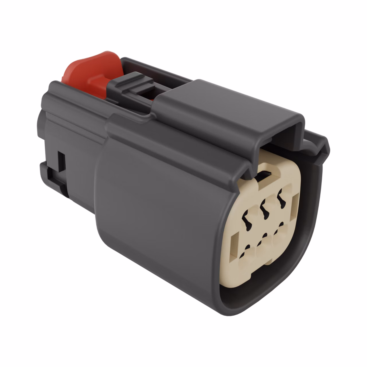 MX150 Mat-Sealed Female Connector Assembly, Dual Row, 6 Circuits, Keying Option C, with Connector Position Assurance, Dark Gray for sale