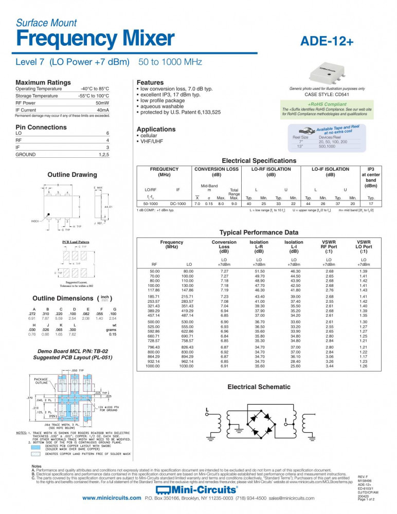 ADE-12+ datasheet page 1