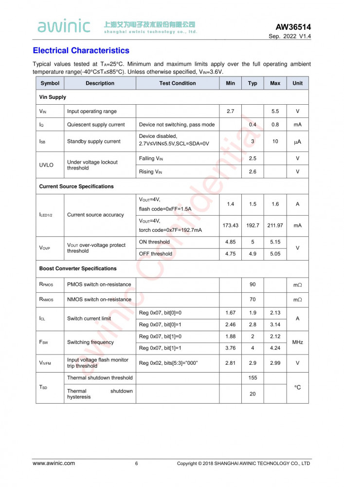 AW36514FCR datasheet page 6