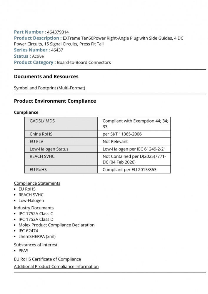 MOLEX 464379314 technical document image 1