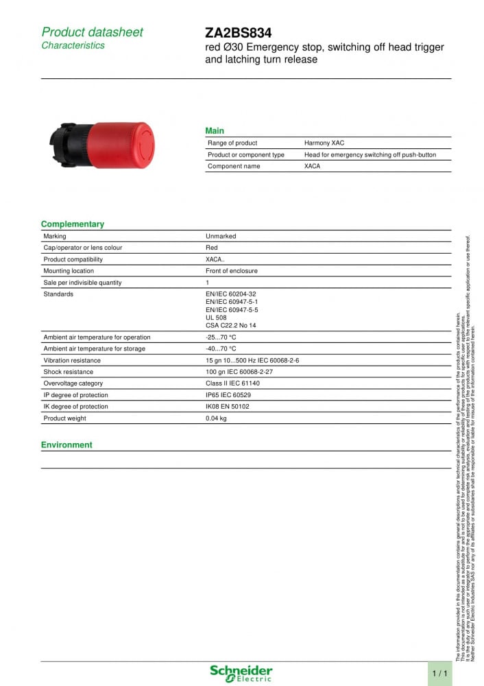 ZA2BS834 technical document preview