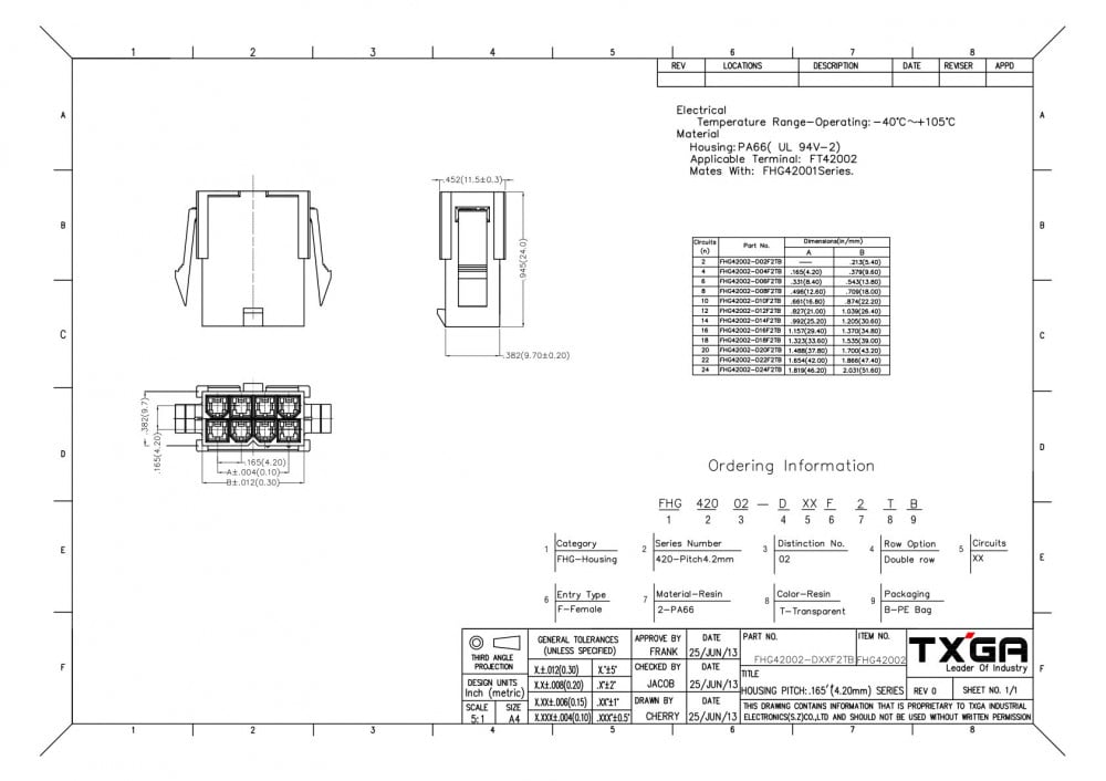 TXGA FHG42002-D04F2TB technical drawing preview