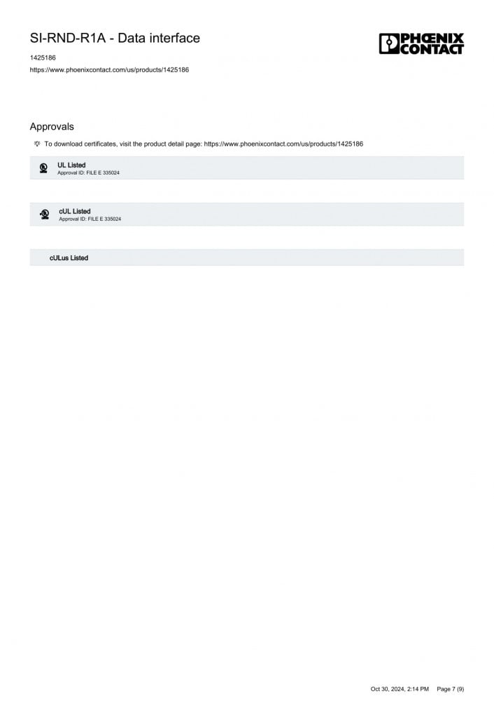 Phoenix Contact 1425186 technical document page 7