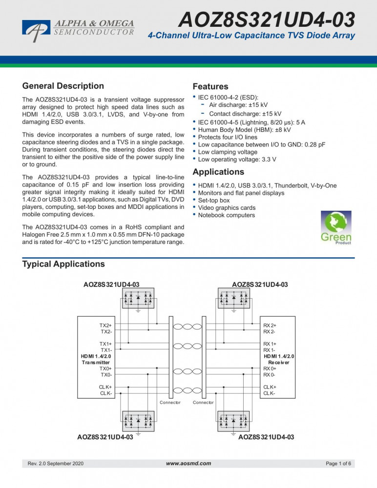 AOZ8S321UD4-03 datasheet page 1