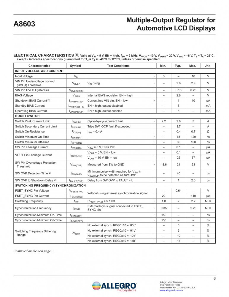 A8603 datasheet page 6