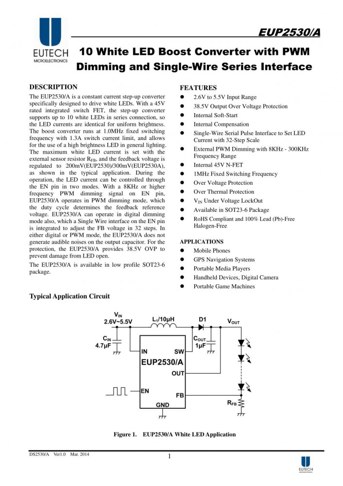 EUP2530VIR1 datasheet page 1