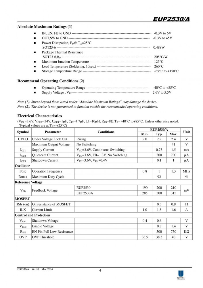EUP2530VIR1 datasheet page 4