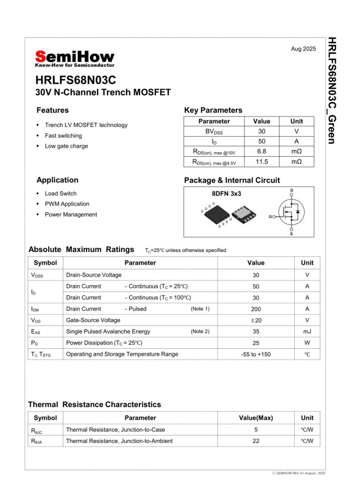 HRLFS68N03C datasheet page 1