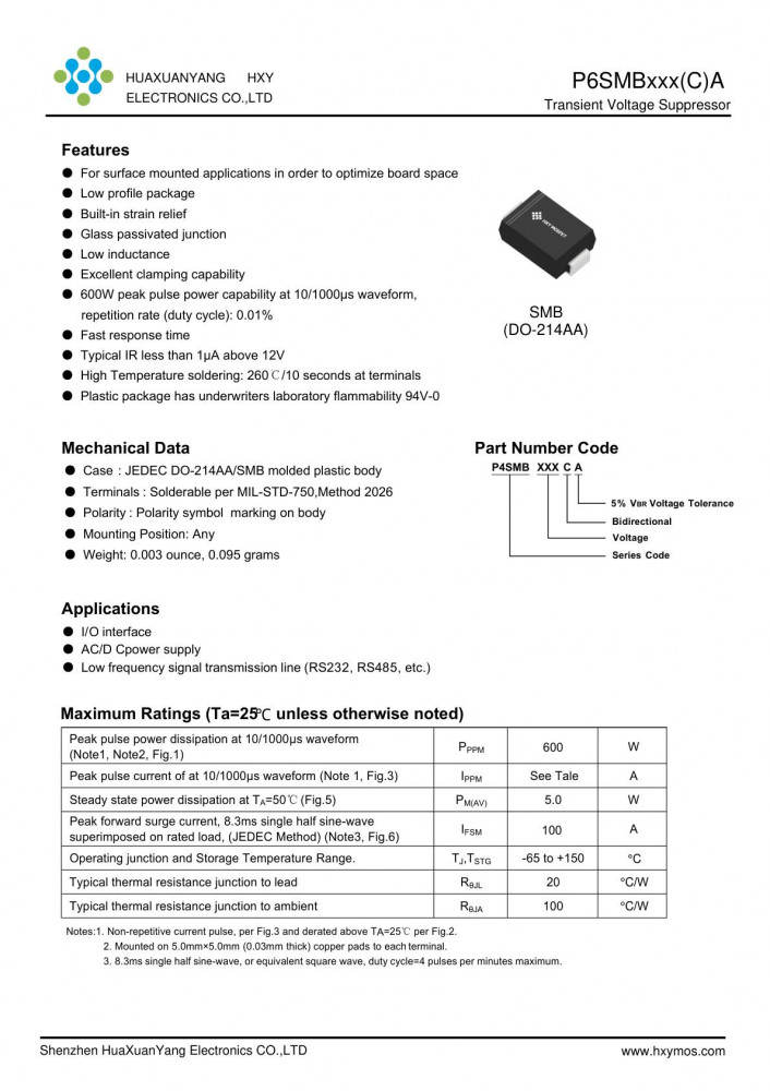 P6SMB30A datasheet page 1