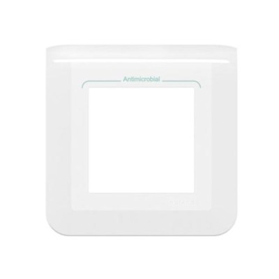 Mosaic - Plate 2 modules antimicrobial - White thermoplastic glossy finish - Snap-on 2-module cover frame for healthcare buildings for sale
