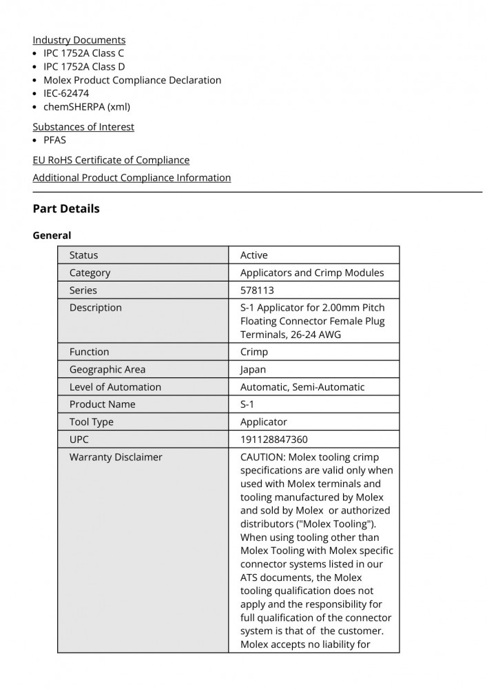 MOLEX 5781133700 technical document page 2