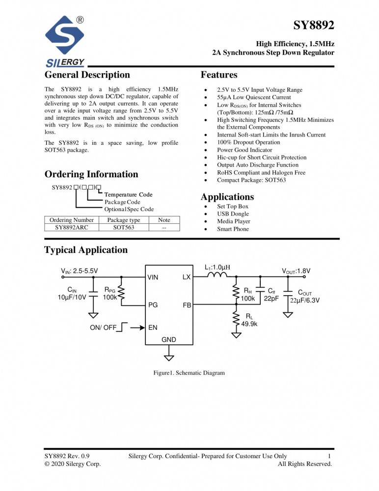SY8892ARC datasheet page 1