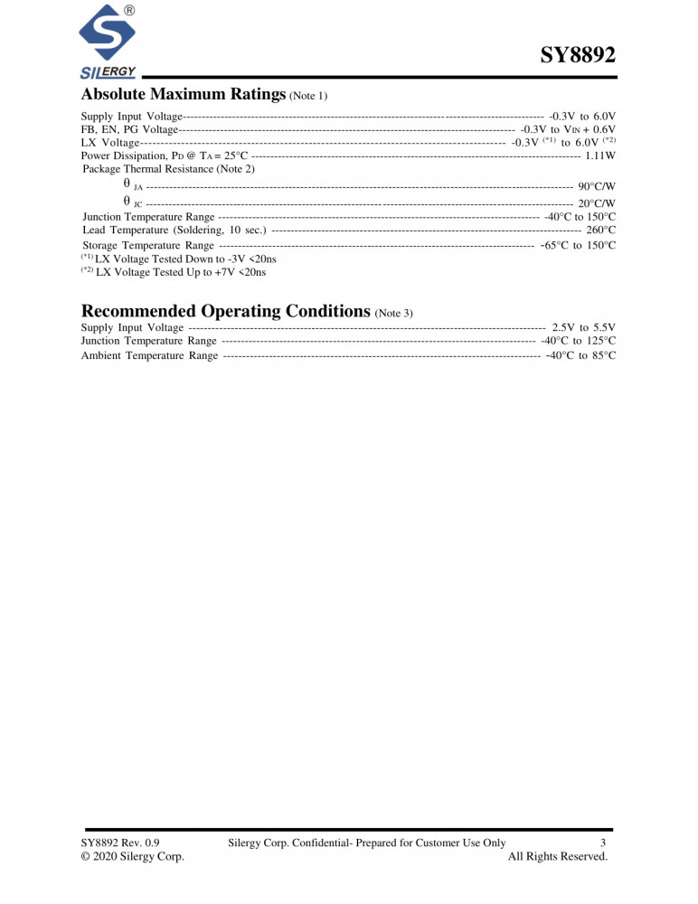 SY8892ARC datasheet page 3