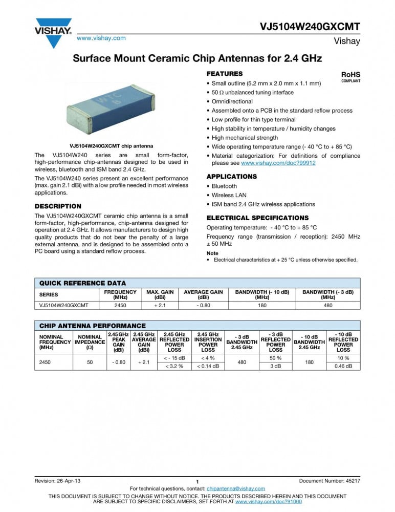VJ5104W240GXCMT datasheet page 1