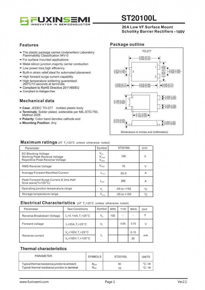 ST20100L datasheet page 1