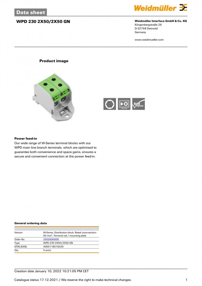WPD 230 technical document page 1