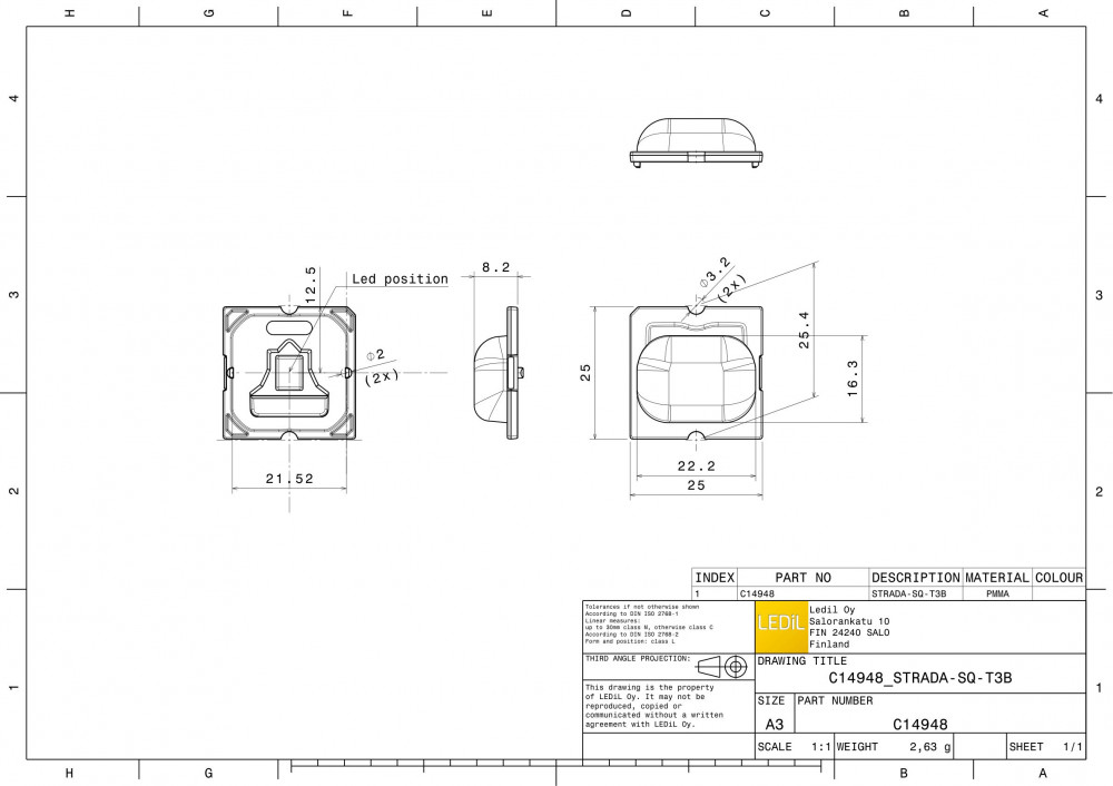 LEDiL STRADA-SQ-T3B C14948 technical drawing preview