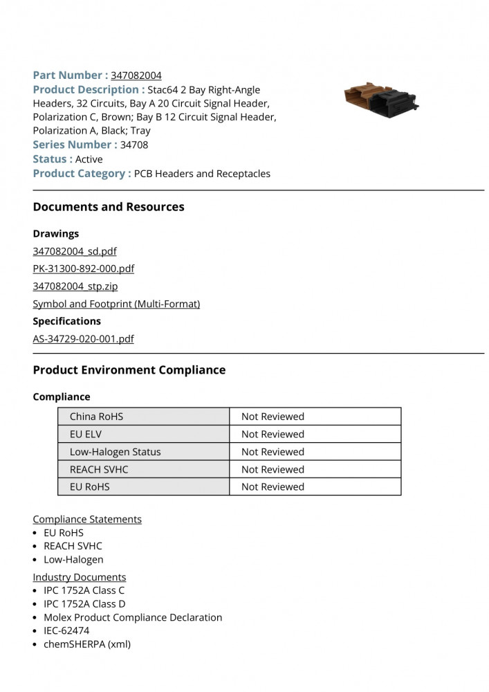 MOLEX 347082004 drawing preview, page 1