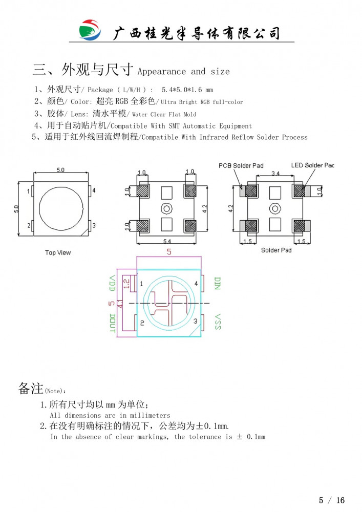 GL5050RGB01H-W datasheet page 5