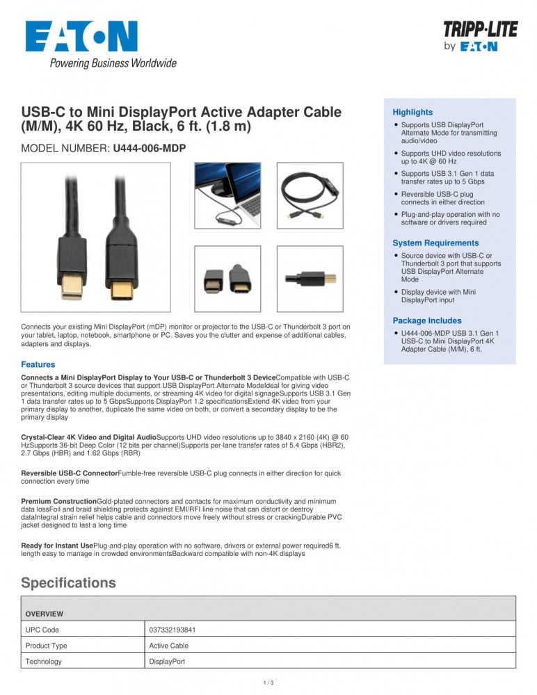 U444-006-MDP technical document page 1