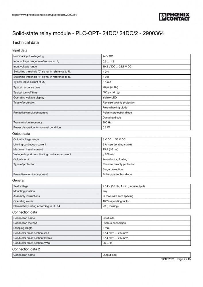 Phoenix Contact 2900364 technical document page 2