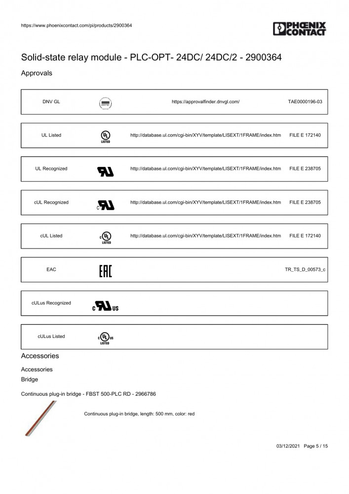 Phoenix Contact 2900364 technical document page 5