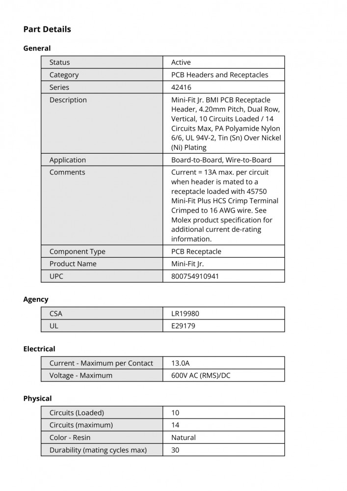 MOLEX MINI-FIT JR. specification page 2