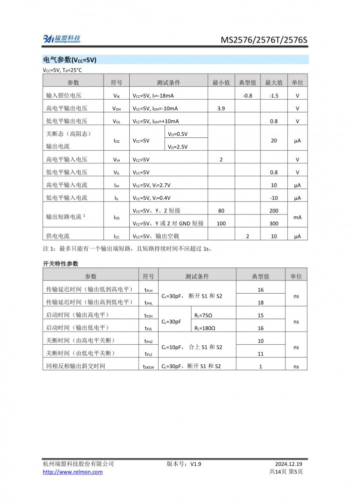 MS2576 datasheet page 5