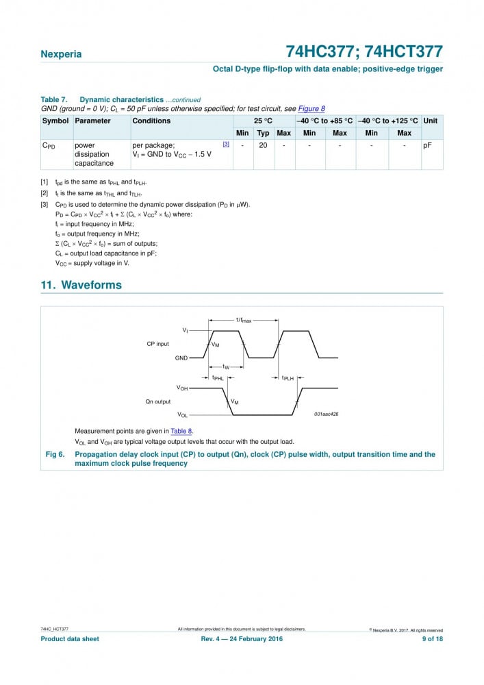 74HC377 datasheet page 9