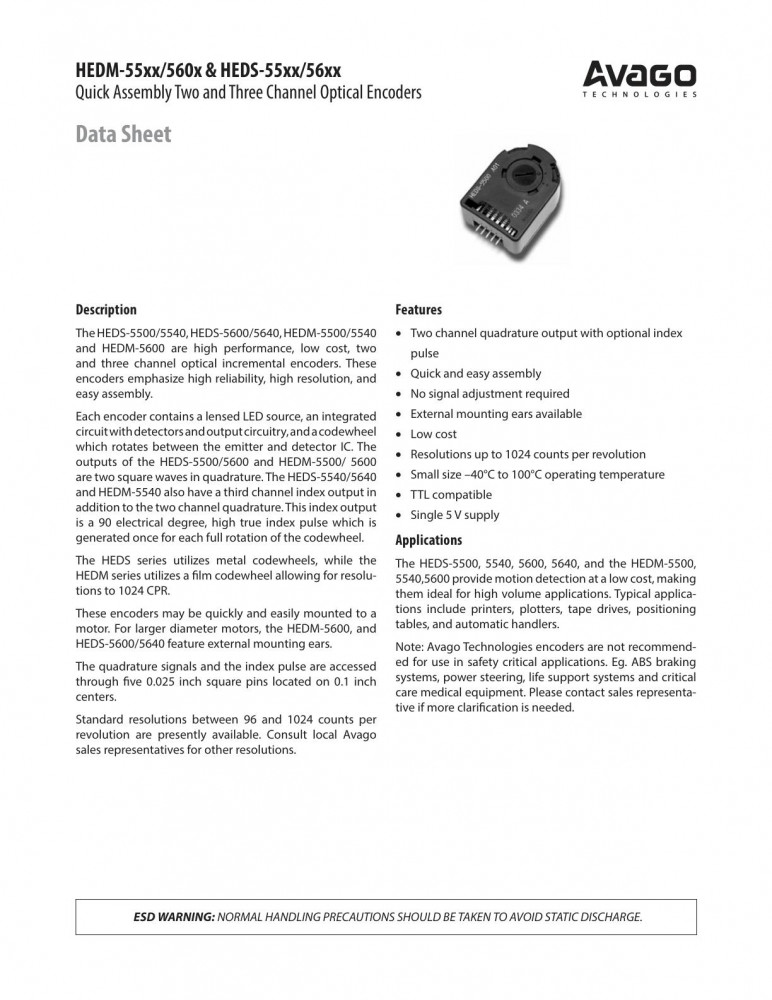 HEDS-5540 datasheet page 1