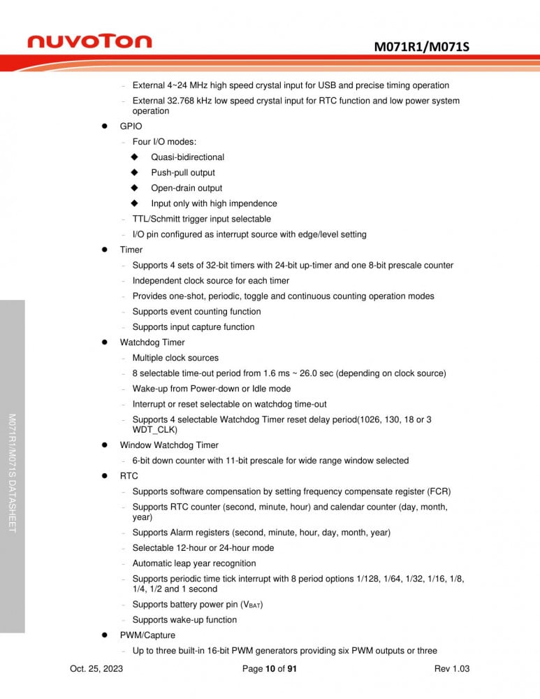 M071SD3AE datasheet page 10