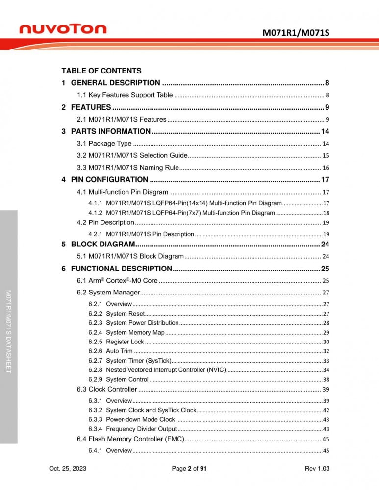 M071SD3AE datasheet page 2